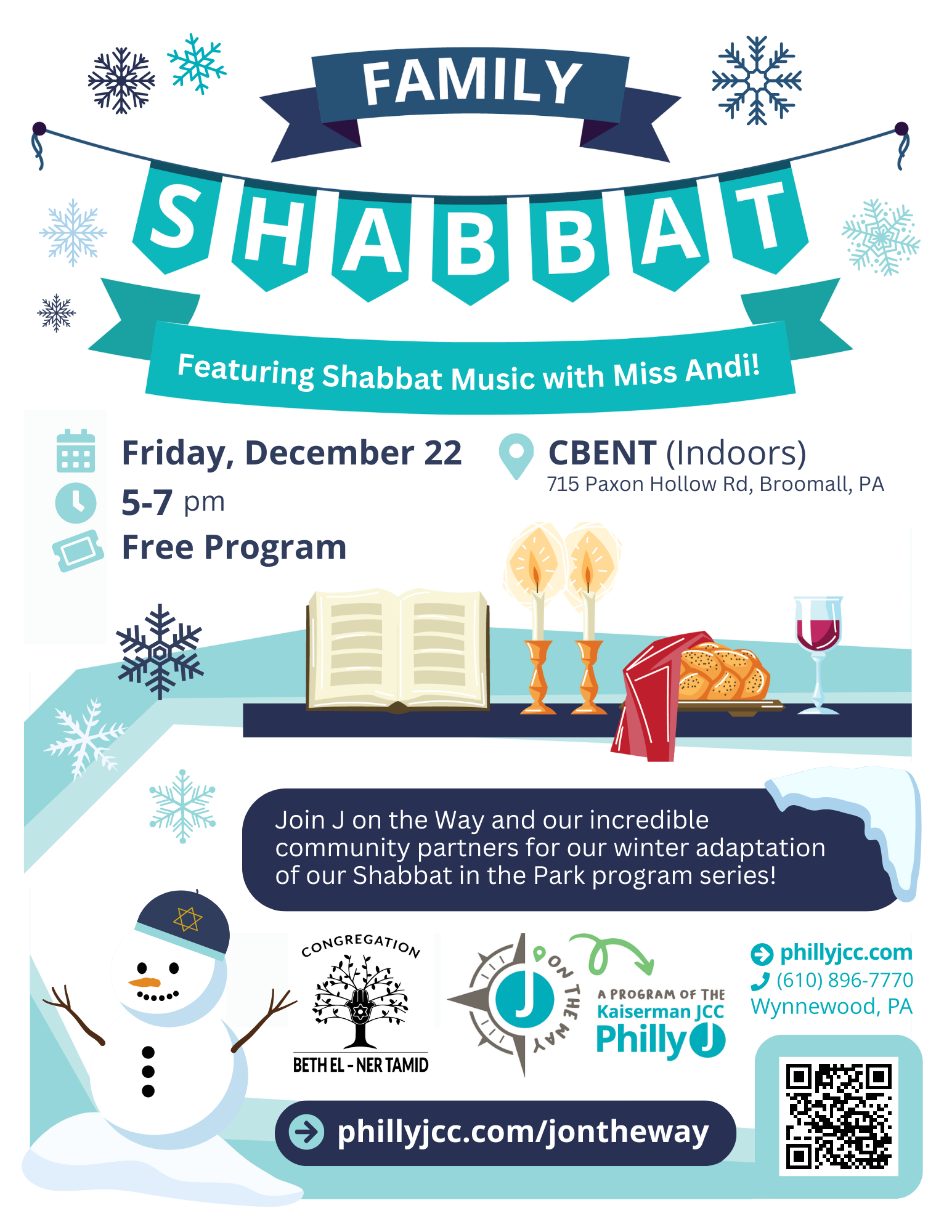 Winter Family Shabbat at CBENT - Philly J